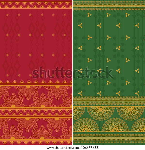 Indian Sari Borders Detailed Easily Editable Stock Vector (Royalty Free ...