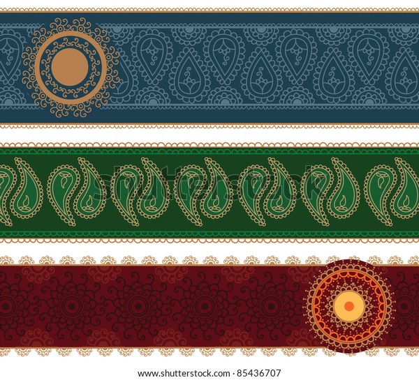 Indian Sari Borders Detailed Easily Editable Stock Vector (Royalty Free ...