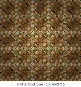 Indian Seamless Pattern Yellow Beige Brown Stock Vector (Royalty Free ...
