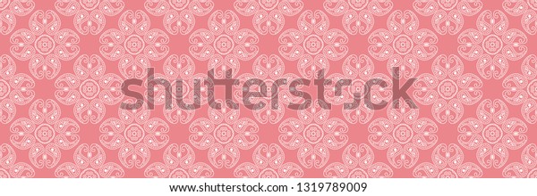 Indian Seamless Pink Background White Pattern Stock Vector (Royalty ...