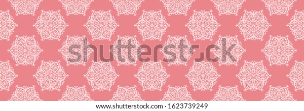 Indian Seamless Pink Background White Pattern Stock Vector (Royalty ...
