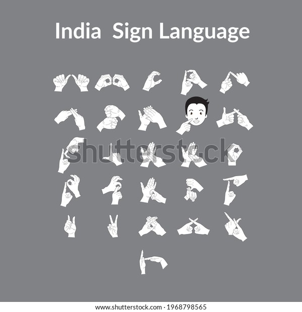 Indian Sign Language Isl Used Deaf Stock Vector (Royalty Free ...