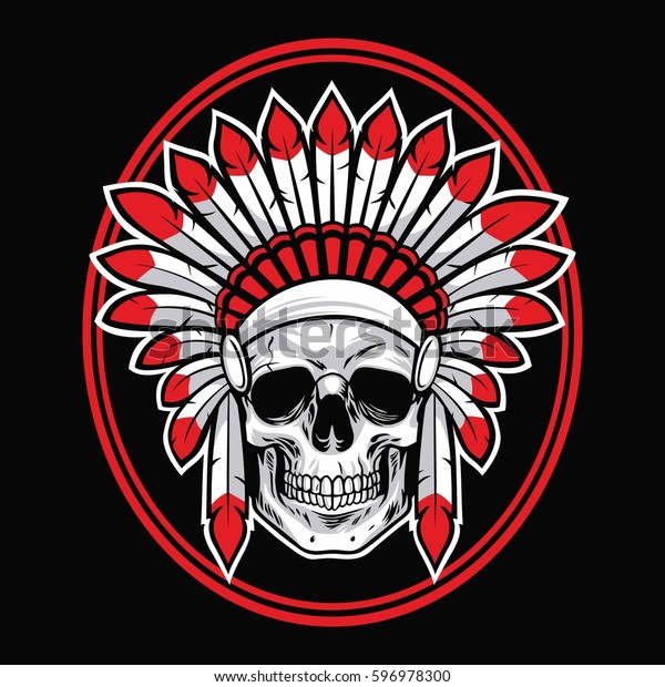 Indian Skull Native American Warrior Logo Stock Vector (Royalty Free ...