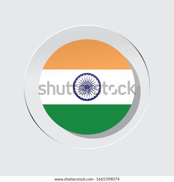 Indian State Flag Circle Icon White Stock Vector (Royalty Free) 1665398074