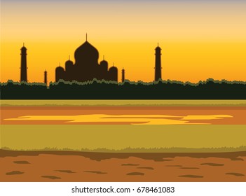 Indian Sunset Background Vector Illustration Stock Vector (Royalty Free ...
