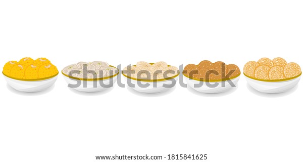 Indian Sweets Mithai Like Sandeshladdu Stock Vector (Royalty Free ...