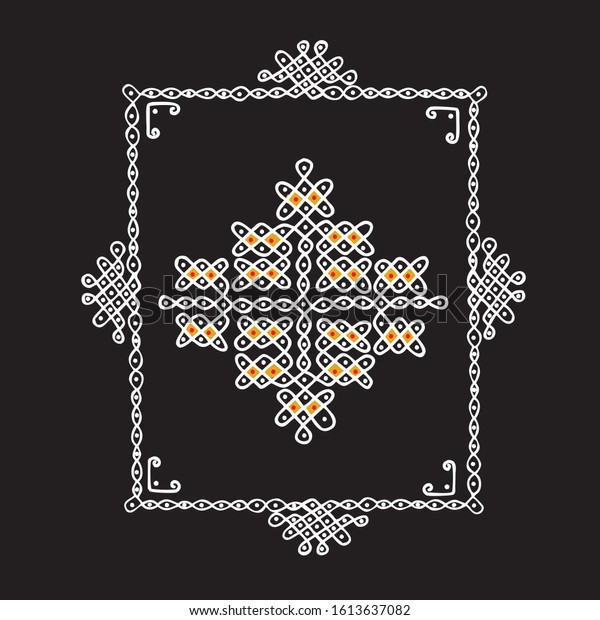 Indian Traditiona Rangoli Vector Line Art Stock Vector (Royalty Free ...