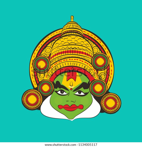 Indian Traditional Dance Kathakali Vector Stock Vector (Royalty Free ...
