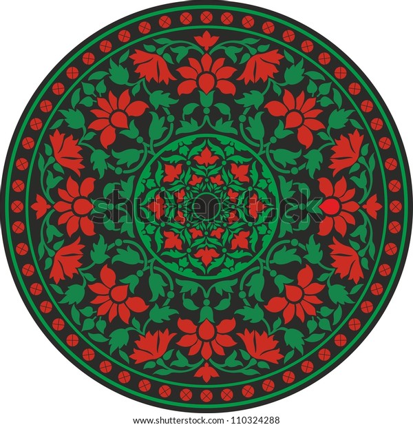 Indian Traditional Pattern Color Flower Mandala Stock Vector (Royalty ...