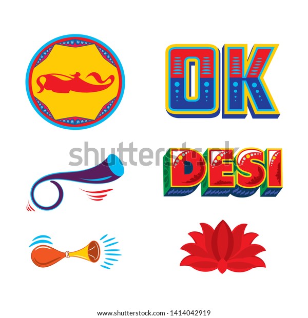 Indian Truck art element vector set. you can use it for truck art logo ...