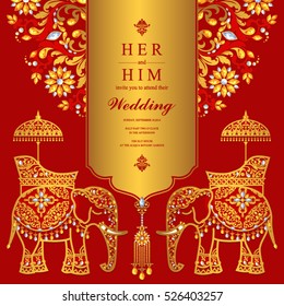 1,340 Indian wedding card elephant Stock Vectors, Images & Vector Art ...