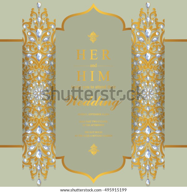 Indian Wedding Invitation Card Abstract Background Stock Vector ...