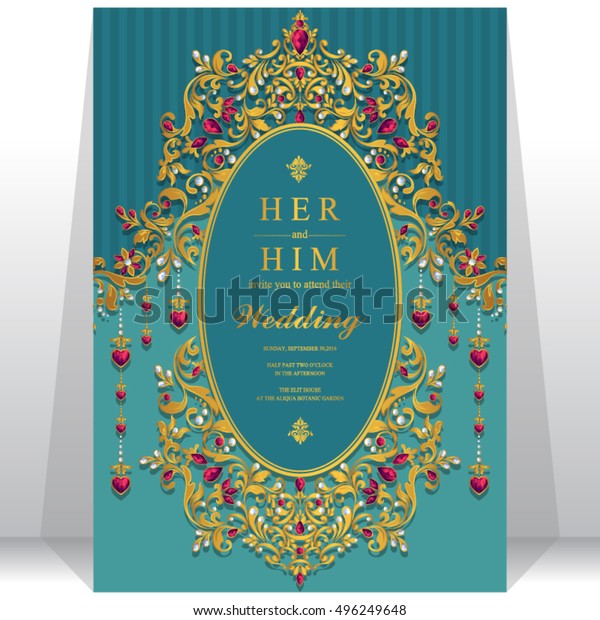 Indian Wedding Invitation Card Abstract Background Stock Vector ...