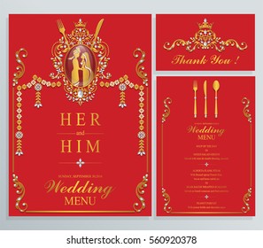 Indian Wedding Menu Card Templates Gold Stock Vector (Royalty Free ...