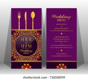 Indian Wedding Menu Card Templates Gold Stock Vector (Royalty Free ...