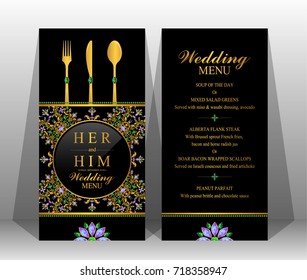Indian Wedding Menu Card Templates Gold Stock Vector (Royalty Free ...
