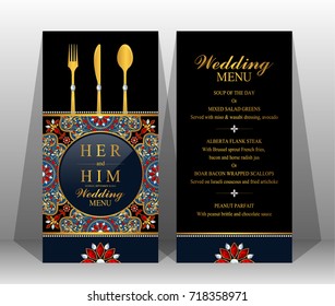 Indian Wedding Menu Card Templates Gold Stock Vector (Royalty Free ...