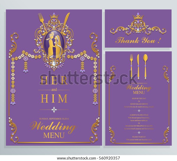 Indian Wedding Menu Card Templates Gold Stock Vector (Royalty Free ...