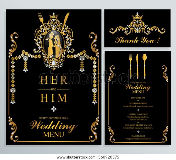 Indian Wedding Menu Card Templates Gold Stock Vector (Royalty Free ...