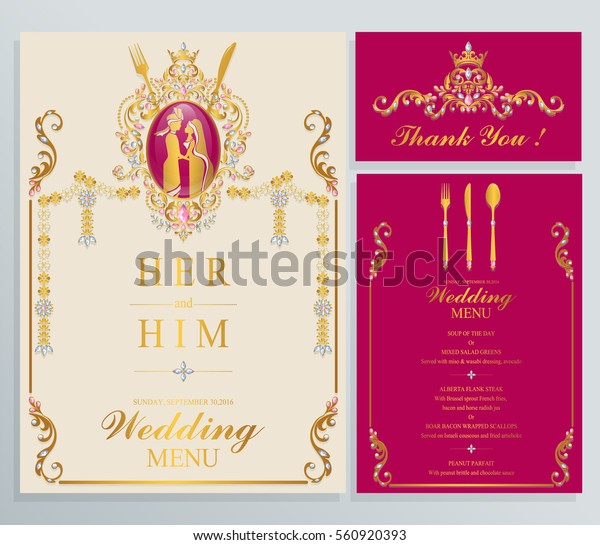 Indian Wedding Menu Card Templates Gold Stock Vector (Royalty Free ...