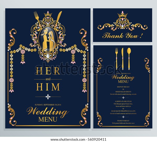 Indian Wedding Menu Card Templates Gold Stock Vector (Royalty Free ...