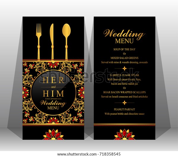 Indian Wedding Menu Card Templates Gold Stock Vector (Royalty Free ...