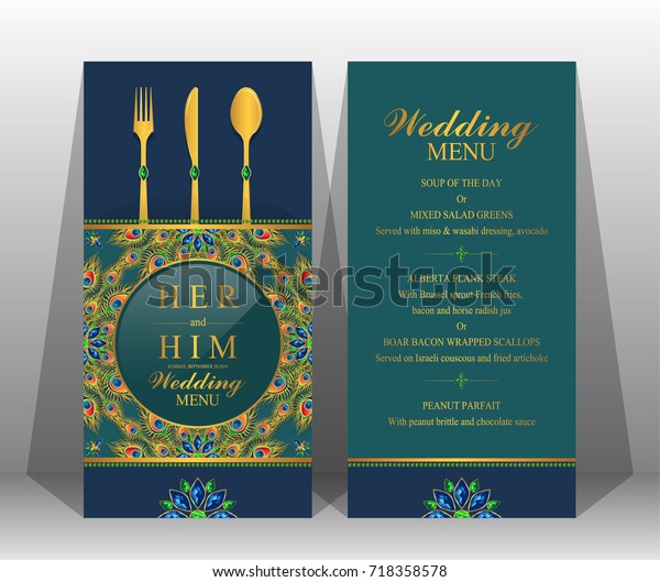 Indian Wedding Menu Card Templates Gold 库存矢量图（免版税）718358578 | Shutterstock
