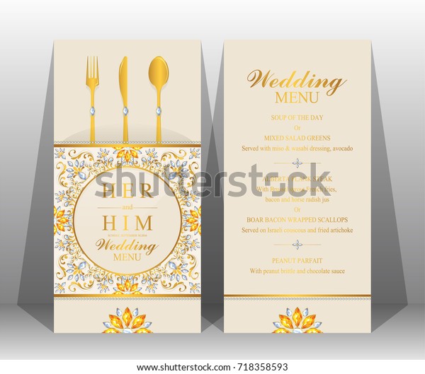 Indian Wedding Menu Card Templates Gold Stock Vector (Royalty Free ...