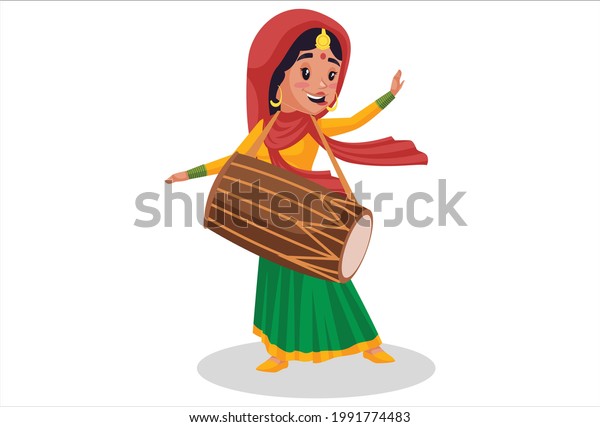 Indian Woman Playing Dhol Vector Graphic Stock Vector (Royalty Free ...