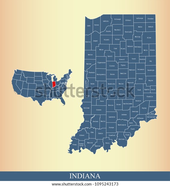 Indiana County Map Names Labeled Indiana Stock Vector (Royalty Free ...