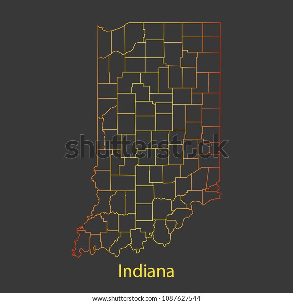 Indiana Gradient Outlinestroke Map Administrative Division Stock Vector ...