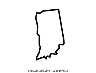 Vektor Stok Indiana Outline Map State Shape United (Tanpa Royalti ...