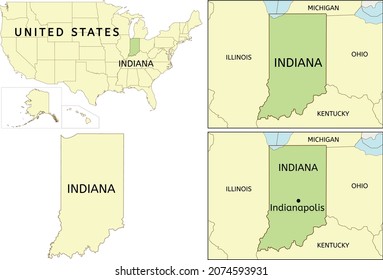 Ubicación del estado de Indiana en: vector de stock (libre de regalías ...
