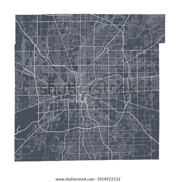Indianapolis Map Detailed Vector Map Indianapolis Stock Vector (Royalty ...