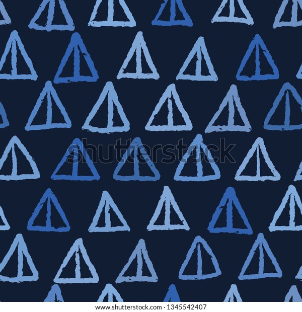 Indigo Blue Hand Drawn Graphic Geo Stock Vector (Royalty Free) 1345542407