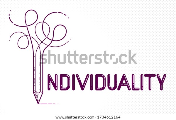Individual Word Pencil Instead Letter Individuality Stock Vector ...