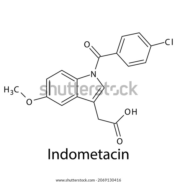 Indometacin Molecular Structure Flat Skeletal Chemical Stock Vector ...