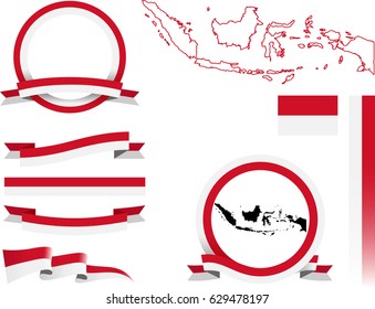 Indonesia Banner Set Vector Graphic Ribbons Stock Vector (Royalty Free ...