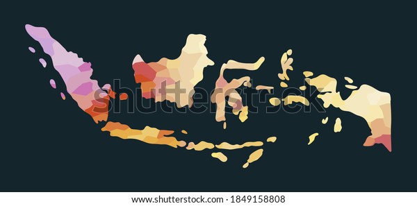 Indonesia Colorful Vector Map Silhouette Stock Vector (Royalty Free ...