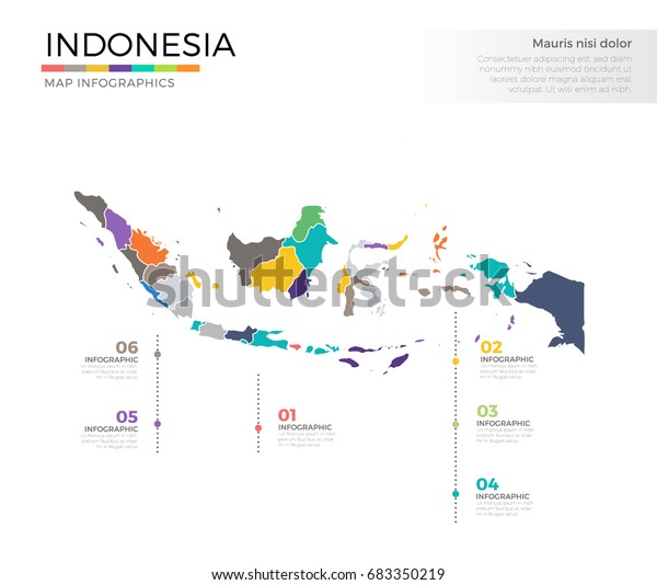 Indonesia Country Map Infographic Colored Vector 库存矢量图（免版税）683350219 ...