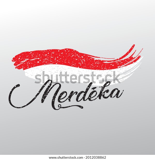 Indonesia Flag Merdeka Mean Freedom Indonesian Stock Vector (Royalty ...
