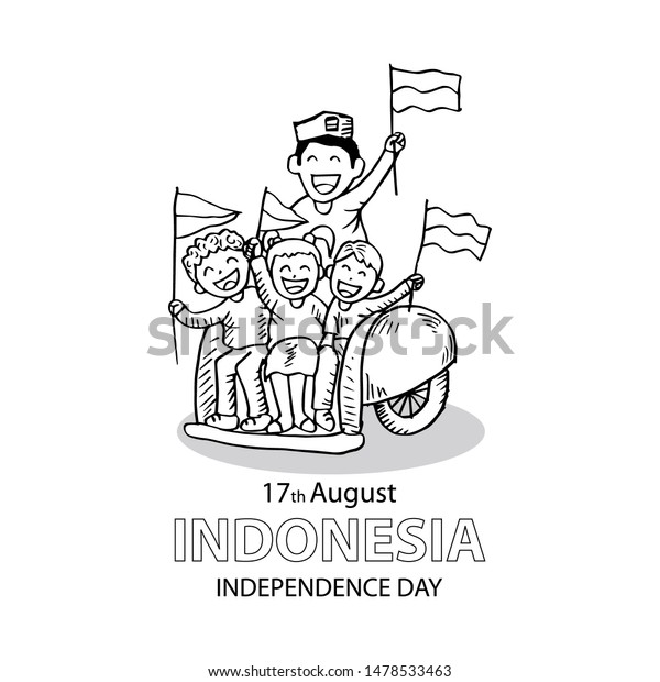 Indonesia Independence Day 17th August Coloring 스톡 벡터(로열티 프리 ...