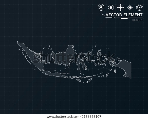 Indonesia Map Black Digital Frame Hud: เวกเตอร์สต็อก (ปลอดค่าลิขสิทธิ์ ...