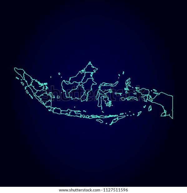 Indonesia Map Blue Glitter Outline Sparkling Stock Vector (Royalty Free ...