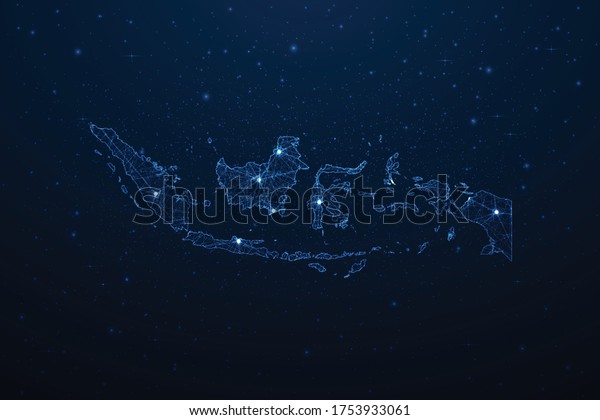 Indonesia Map Connection Abstract Digital Technology: เวกเตอร์สต็อก ...