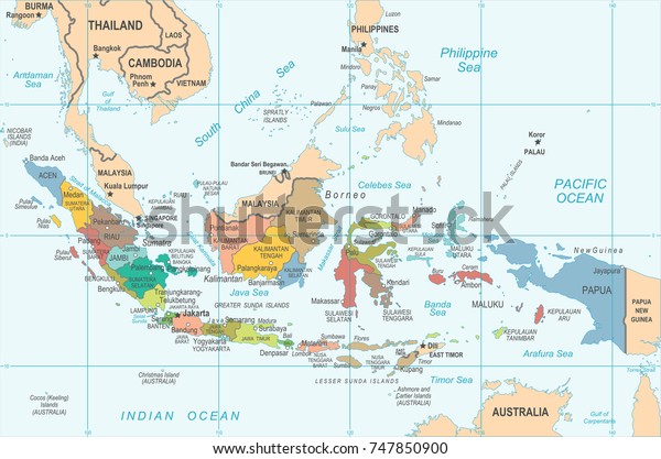 Vector de stock (libre de regalías) sobre Mapa de Indonesia ...