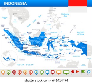 Indonesia Map Flag Highly Detailed Vector Stock Vector (Royalty Free ...