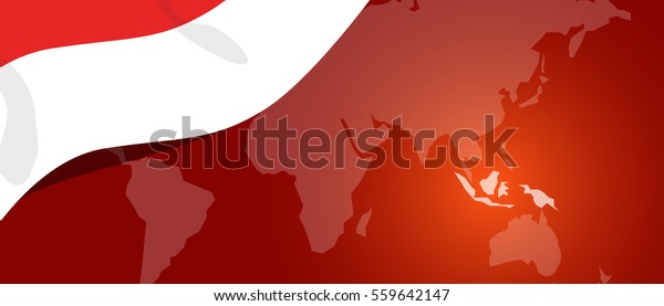 Indonesia Map Flag World Red White Stock Vector (Royalty Free ...