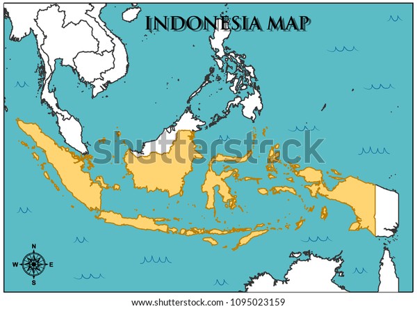 Indonesia Map Geo Wallpaper Stock Vector (Royalty Free) 1095023159 ...