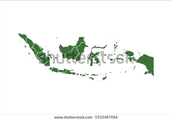 Indonesia Map Green Color On White Stock Vector (Royalty Free ...